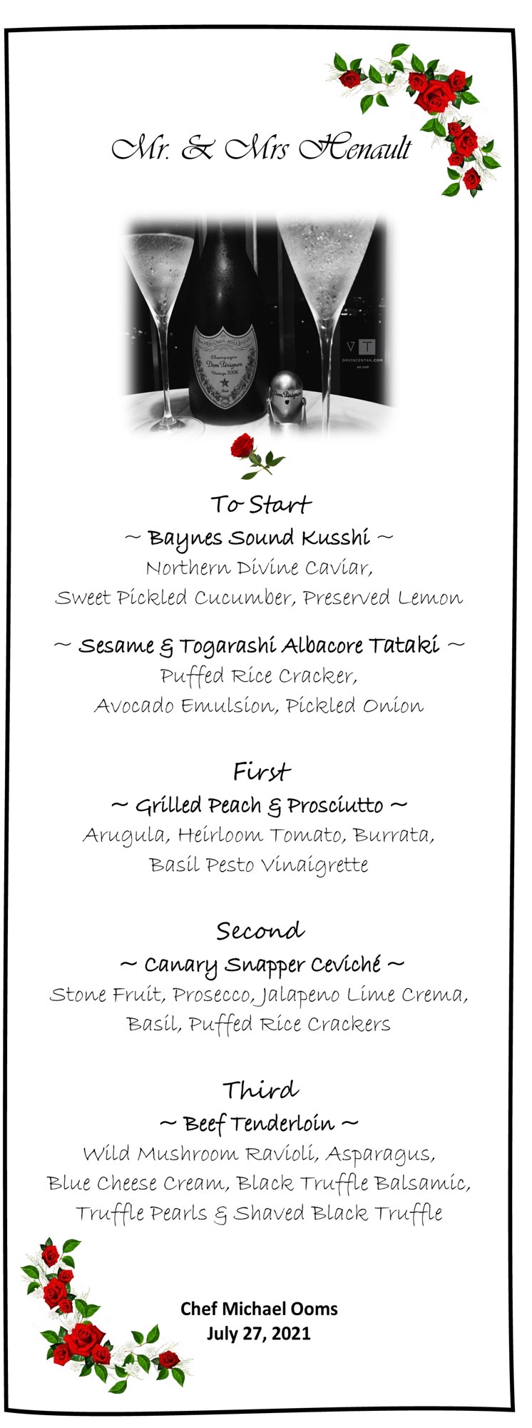 Sample Menus – Seasoned Dining Experiences with Chef Michael Ooms