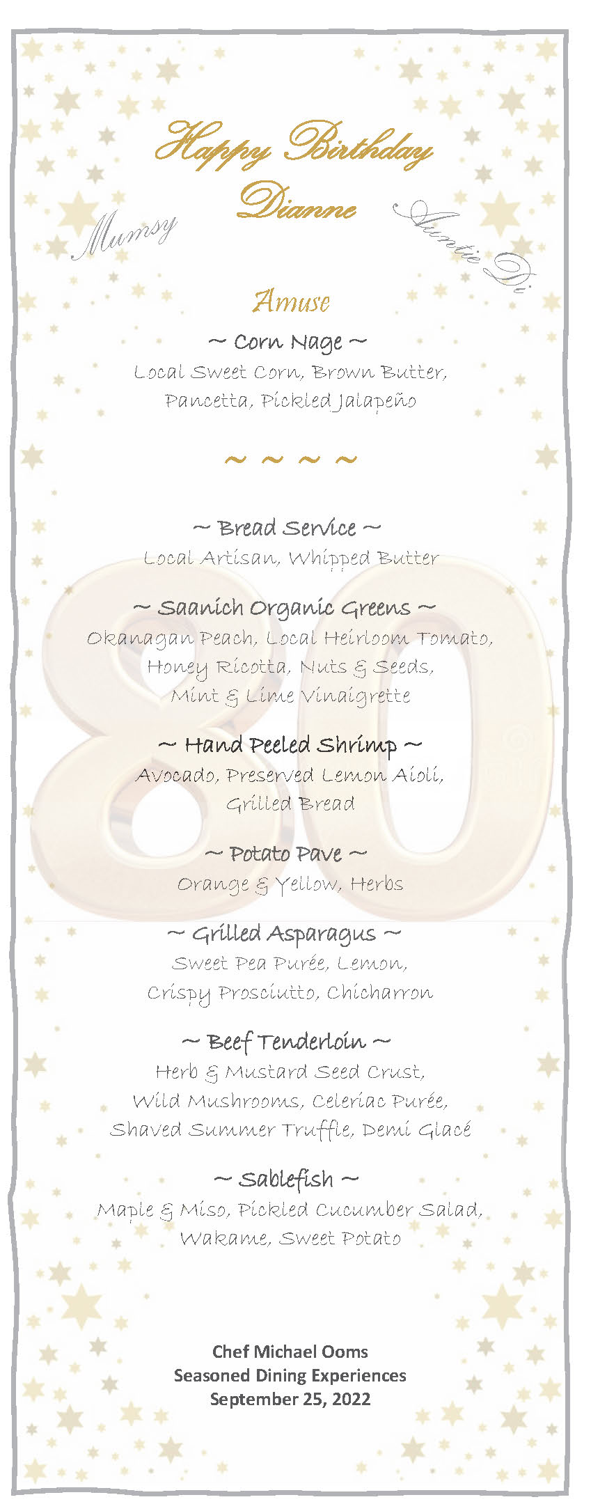 Sample Menus – Seasoned Dining Experiences with Chef Michael Ooms